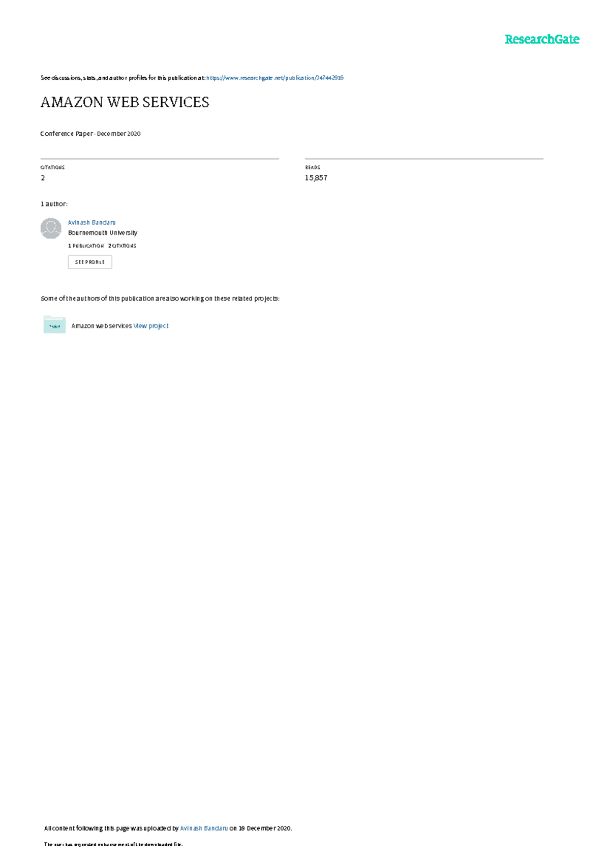 Amazonwebservices - aws paper - See discussions, stats, and author ...