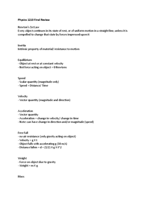 Physics 2 Final Exam Review - Physics 2 Final Exam Review What does ...