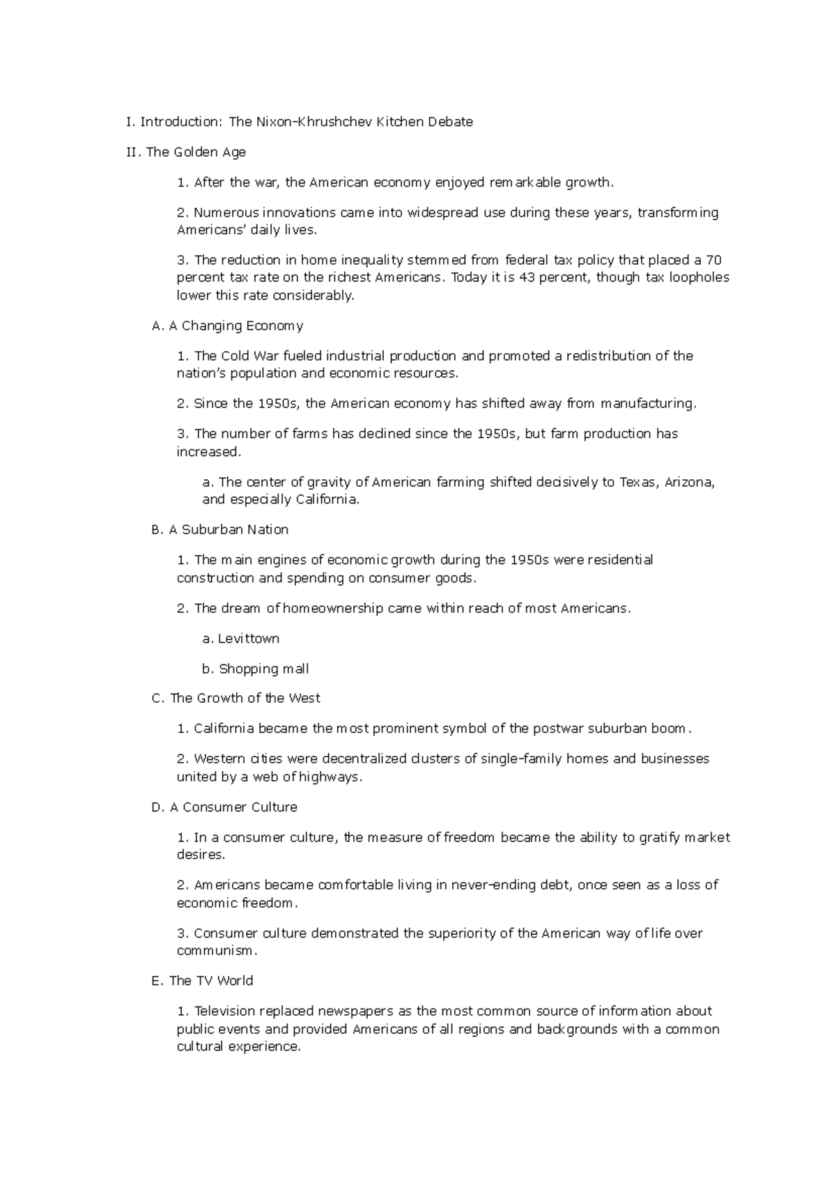 Give Me Liberty Chapter 24 Outline - I. Introduction: The Nixon ...