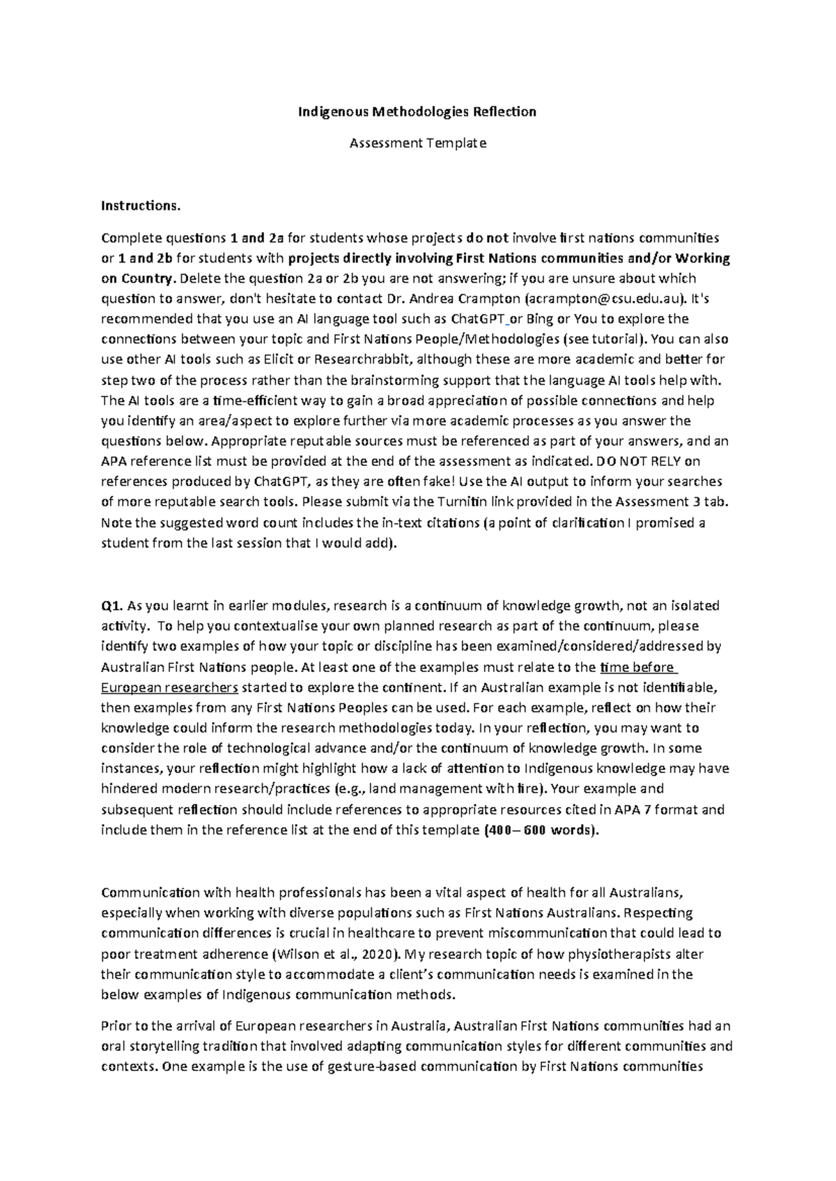Indigenous Methodologies Reflection - Indigenous Methodologies ...