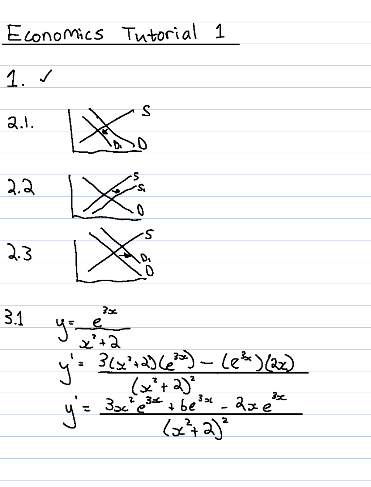 Economics Tutorial 1 - 214 - Economics Tutorial 1 1 4 LE 2. 3. y y 3 5 ...