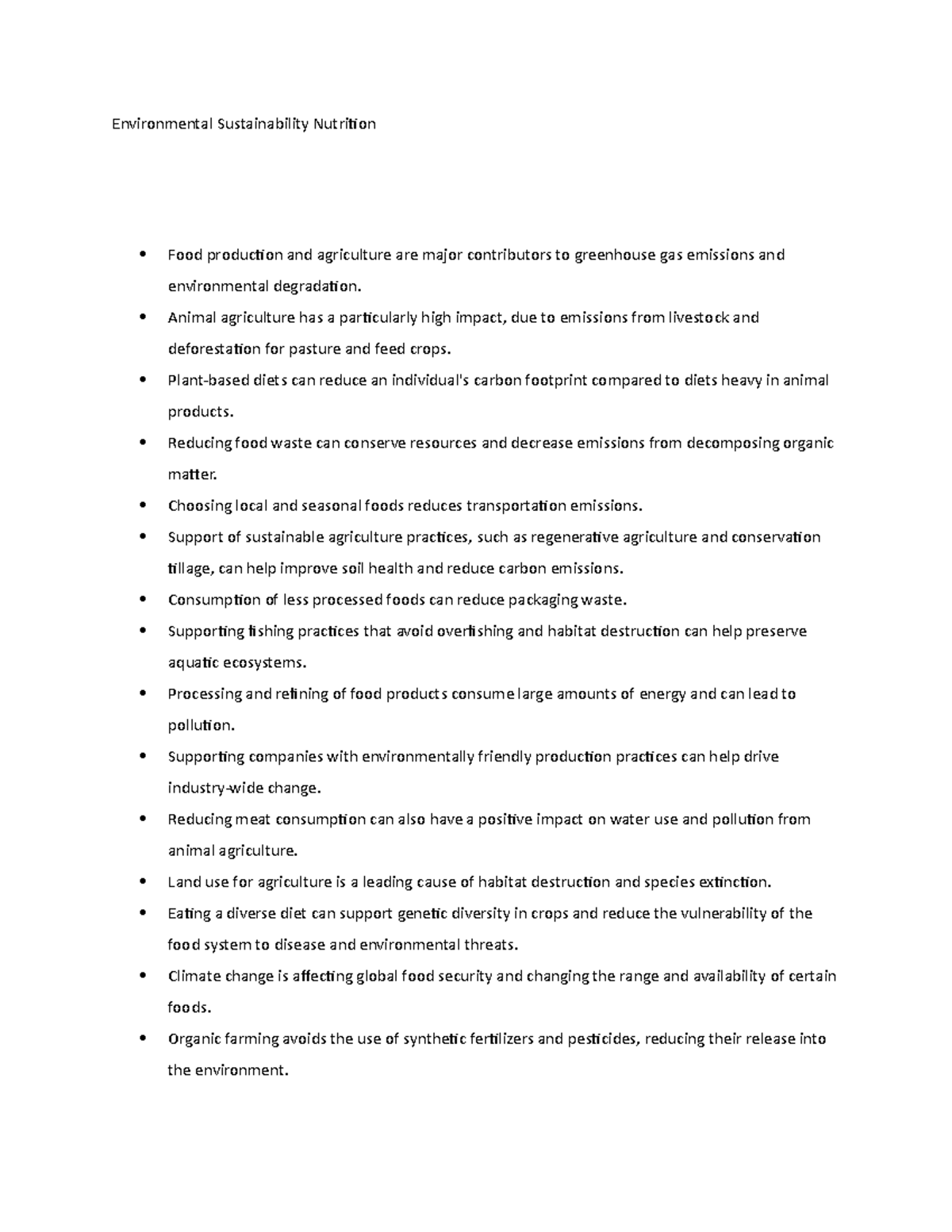 Environmental Sustainability Nutrition - Animal agriculture has a ...