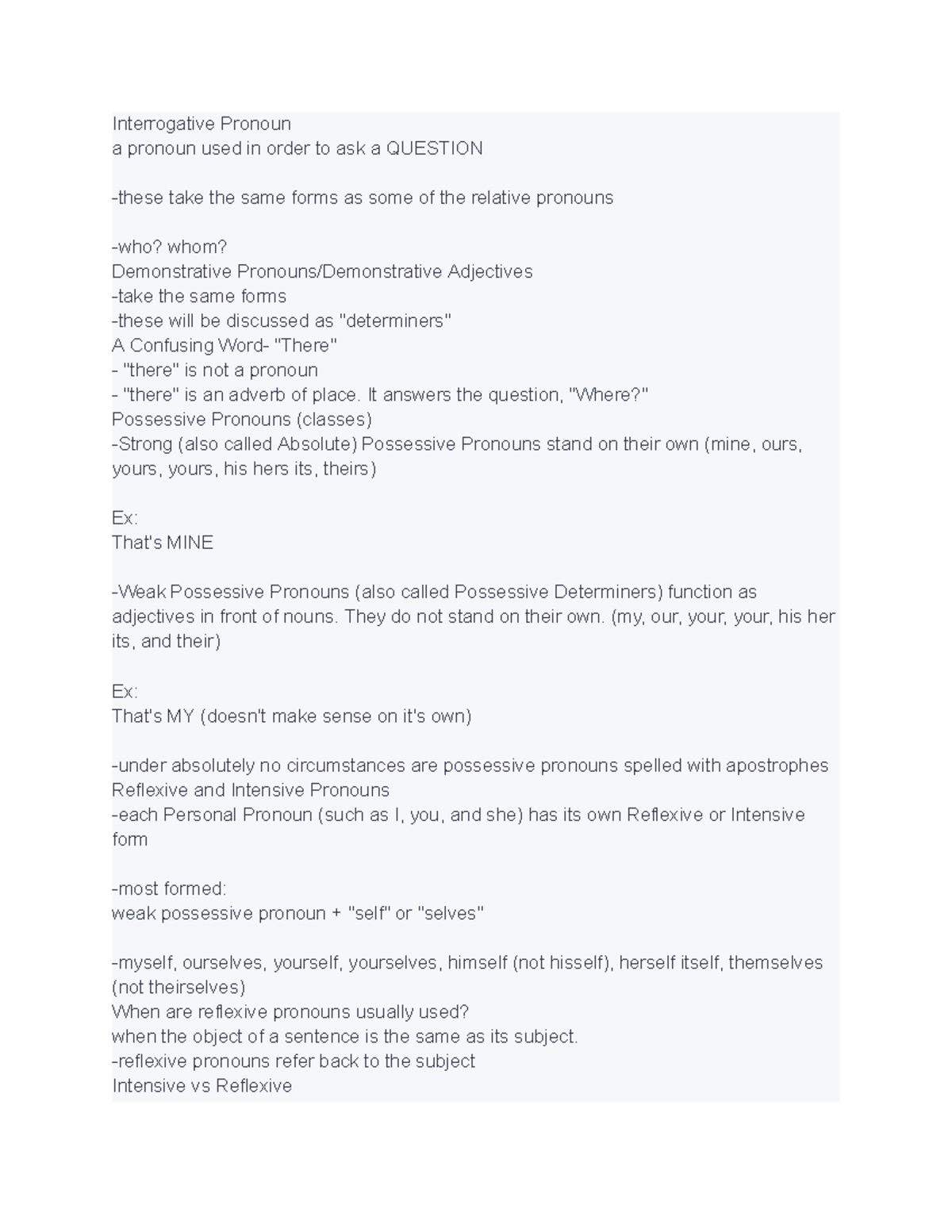 Coms 101 91 Lecture Notes Interrogative Pronoun A Pronoun Used In