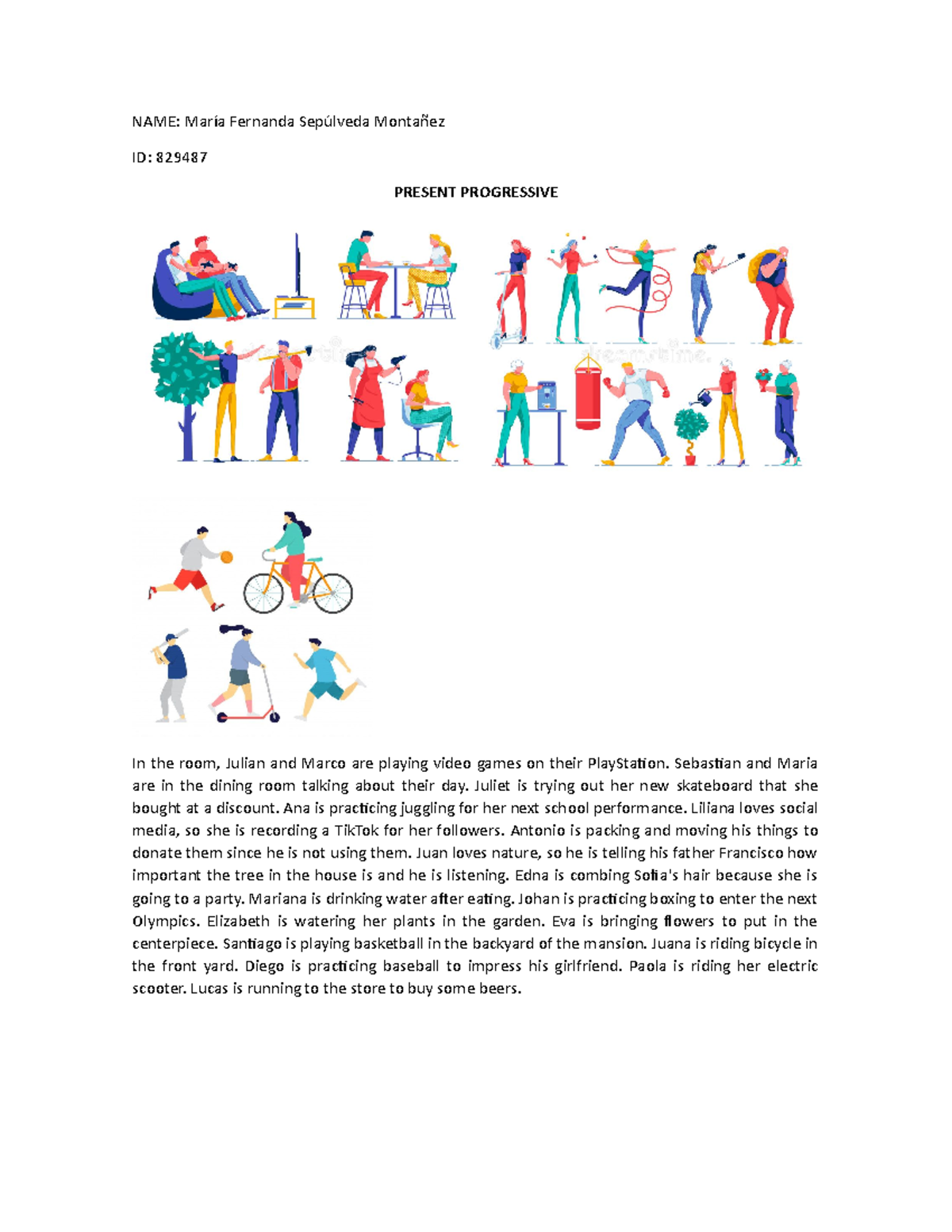 Activity Present Progressive - NAME: María Fernanda Sepúlveda Montañez ...