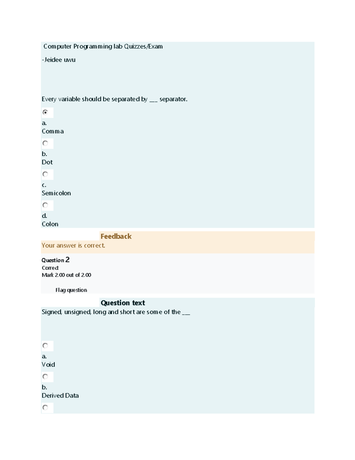Com prog lab -jeidee uwu - Computer Programming lab Quizzes/Exam ...