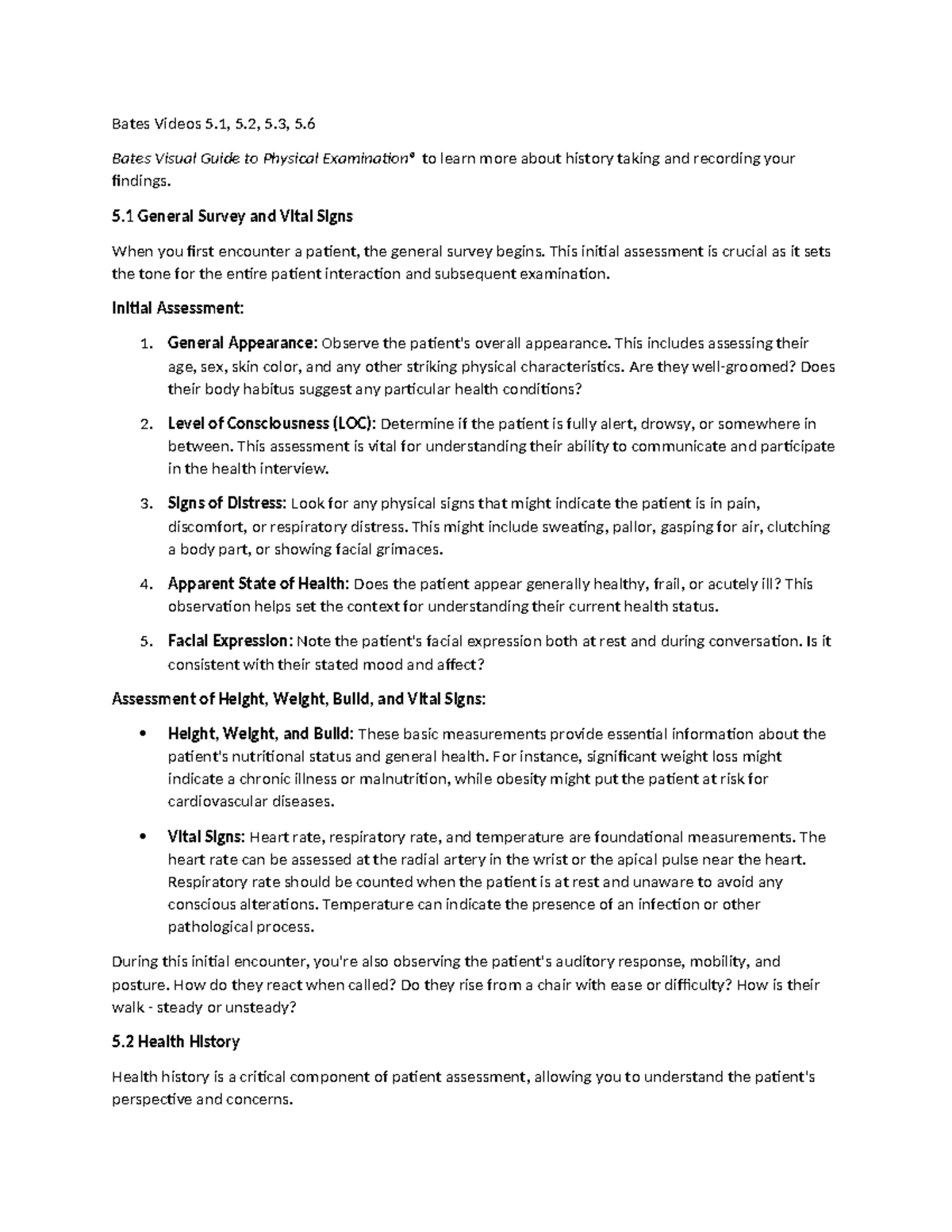 Bates Videos 5 - notes - Bates Videos 5, 5, 5, 5. Bates Visual Guide to ...