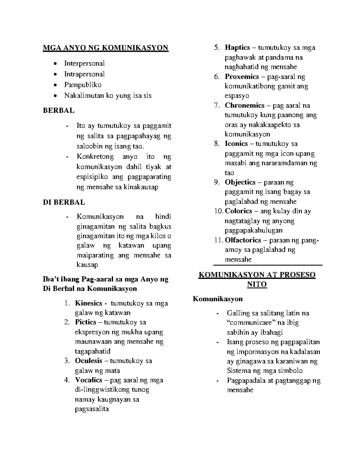 Reports - Filipino - MGA ANYO NG KOMUNIKASYON Interpersonal ...