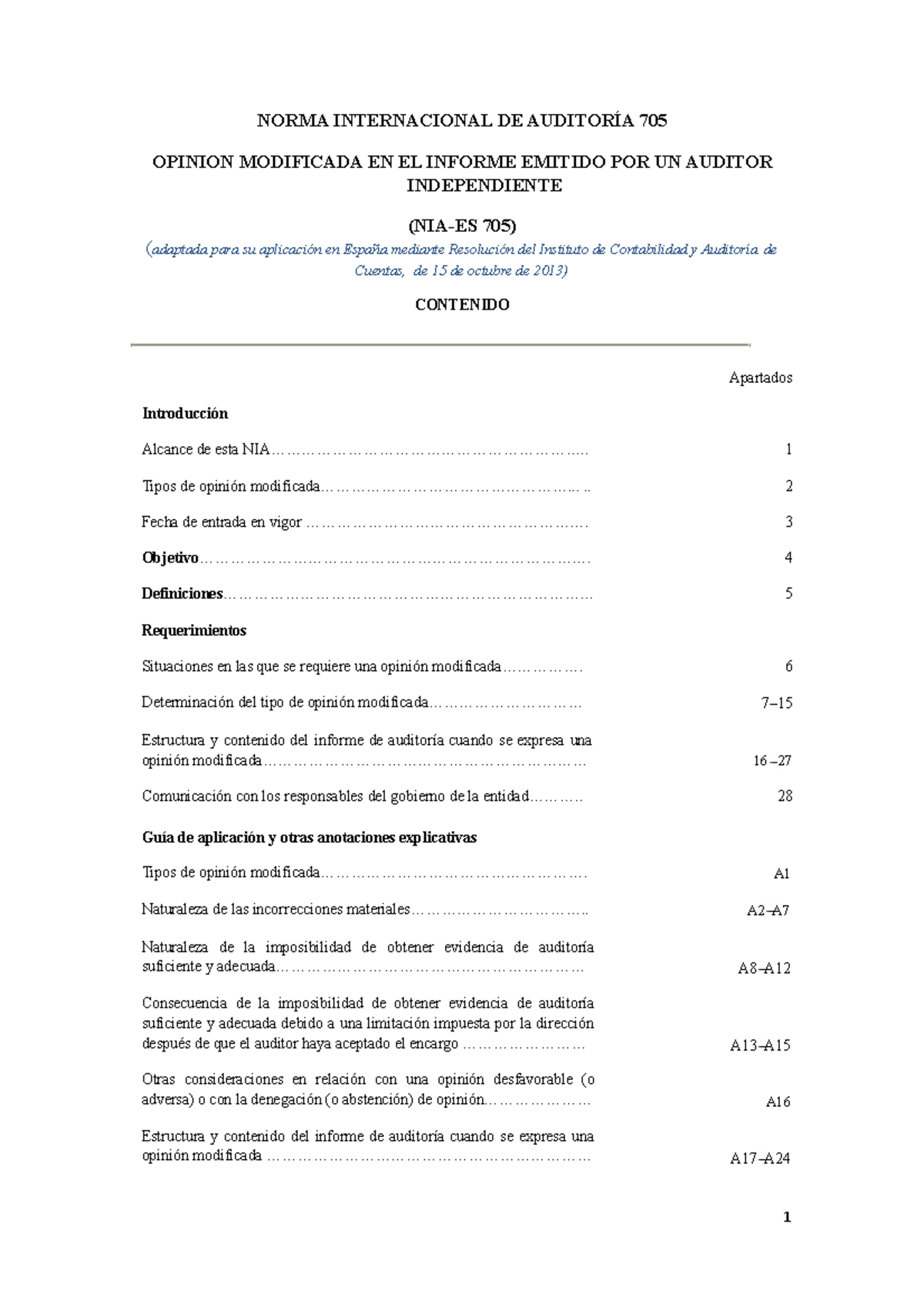NIA 705 - NORMA INTERNACIONAL DE AUDITORÍA 705 OPINION MODIFICADA EN EL ...
