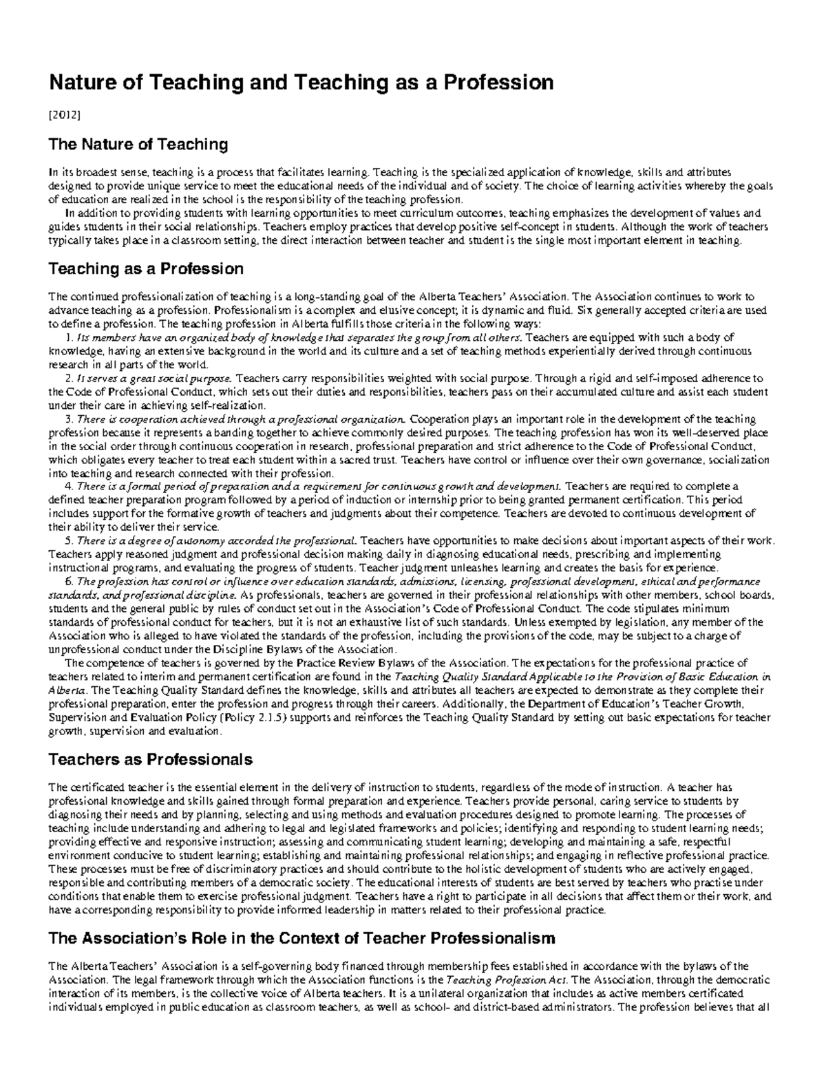Nature of Teaching and Teaching as a Profession - Nature of Teaching ...