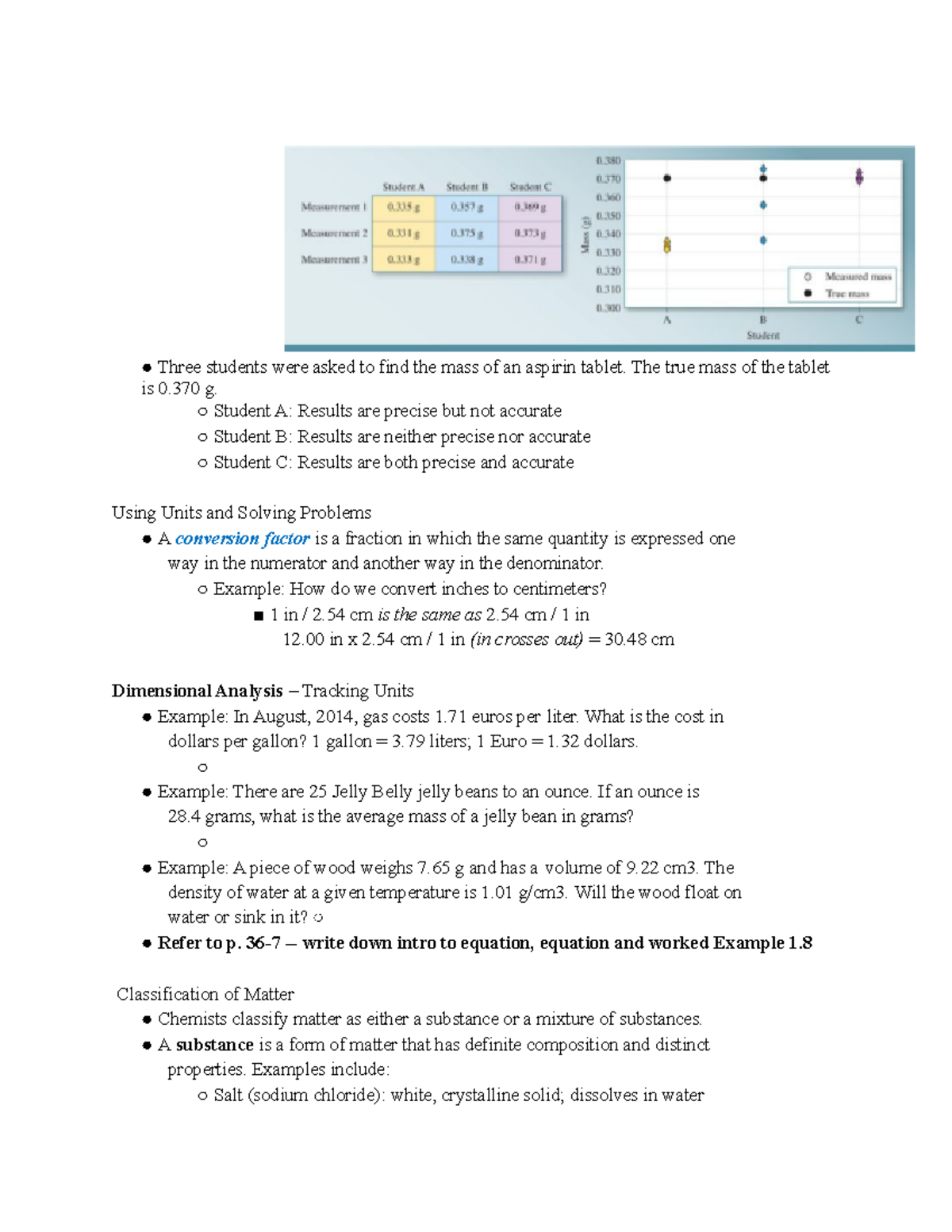 CHEM1124Q Week 1 Lecture 3 - Three students were asked to find the mass ...