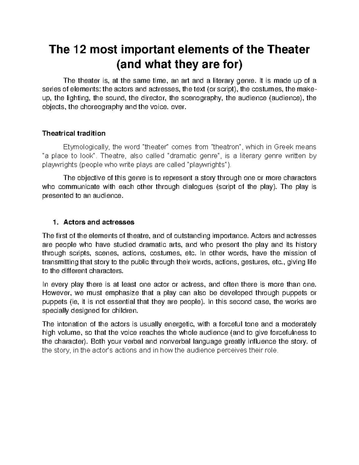 ELE130 Module 3 - Okay. - The 12 most important elements of the Theater ...