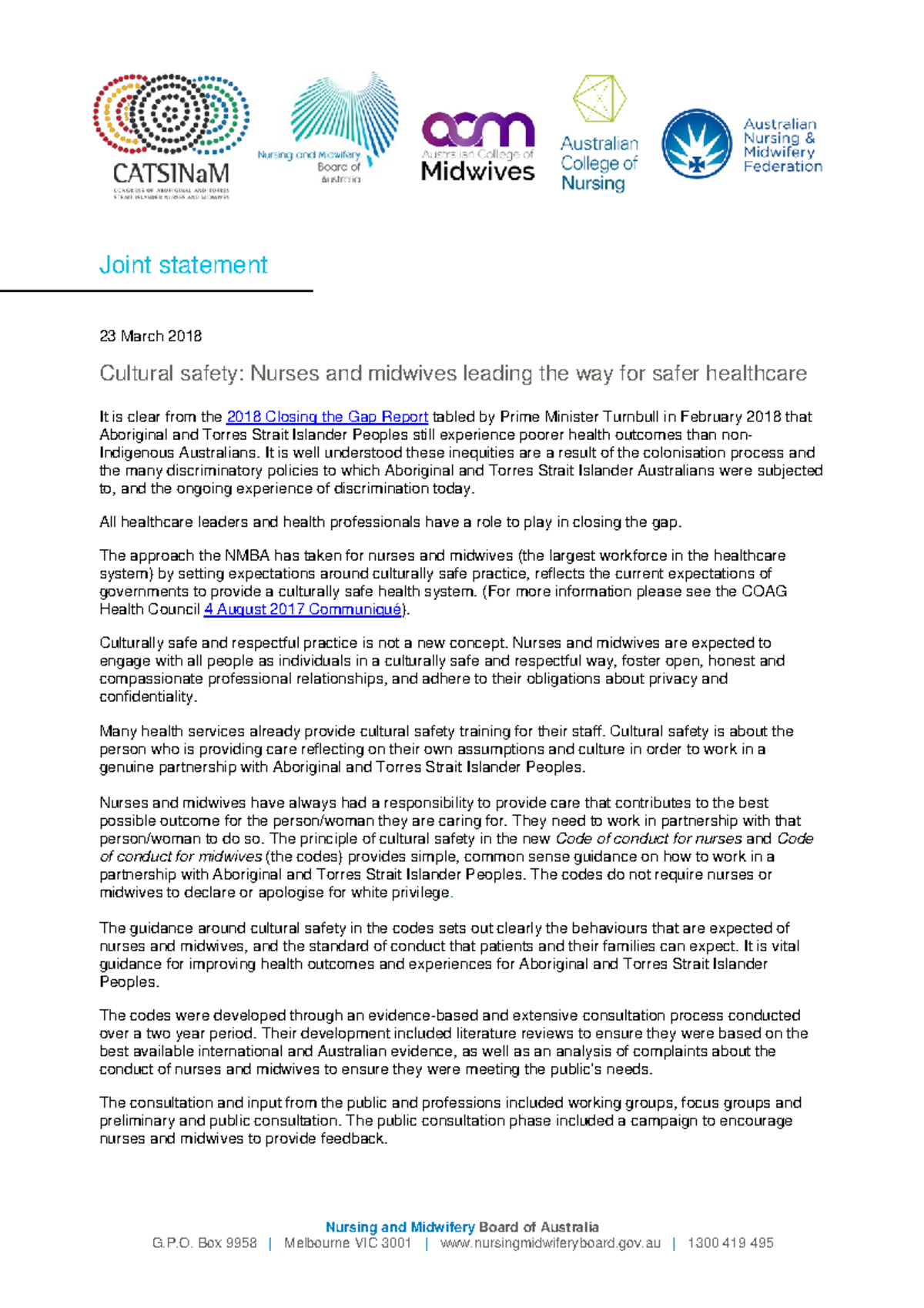 Nursing and Midwifery Board Statement Nurses and midwives leading the ...