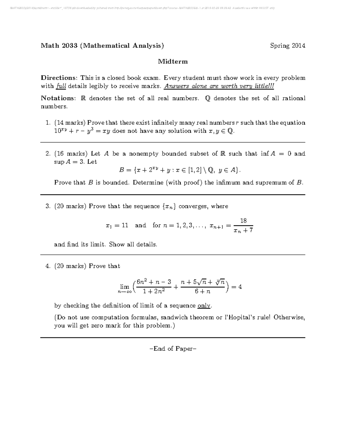 Midterm exam 2014, questions and answers - (MATH2033)[2014](s)midterm~=vnz55et^_10738 downloaded ...
