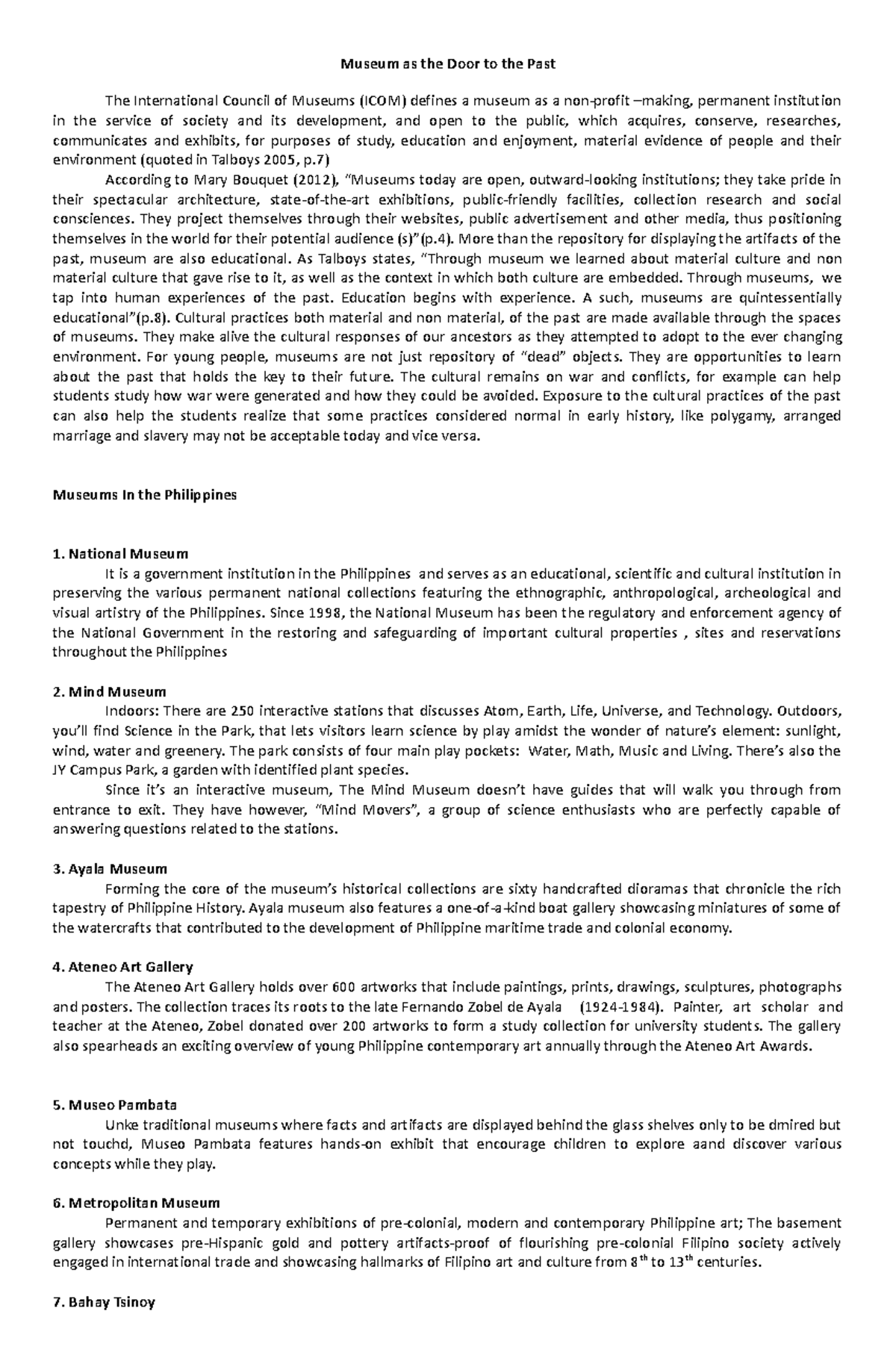3rd handout Museum as the Door to the Past - Museum as the Door to the ...