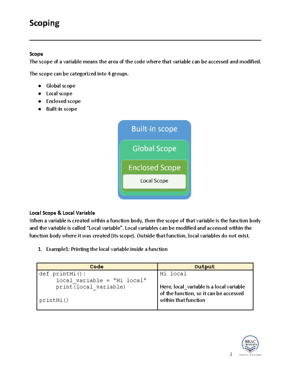 Python Scope lecture notes - Computer Programing (Java-1) - Studocu