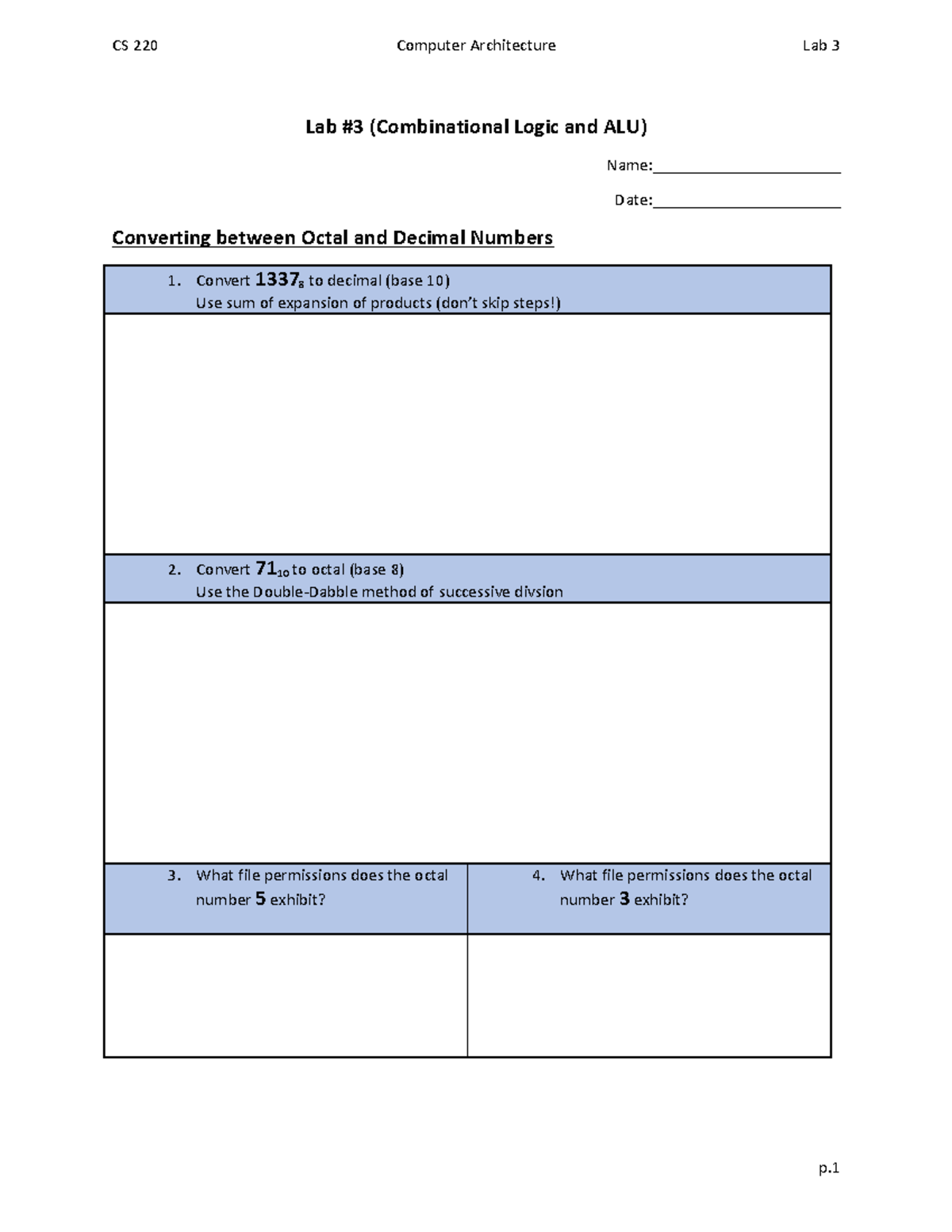 CS220 Lab03 - COMPUTER ARCHITECTURE - Converting between Octal and ...