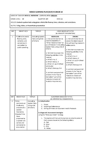ENG10 WLP Week 4 Q1 M1 - This is a 3rd Quarter Module. The content of this lesson is the module ...