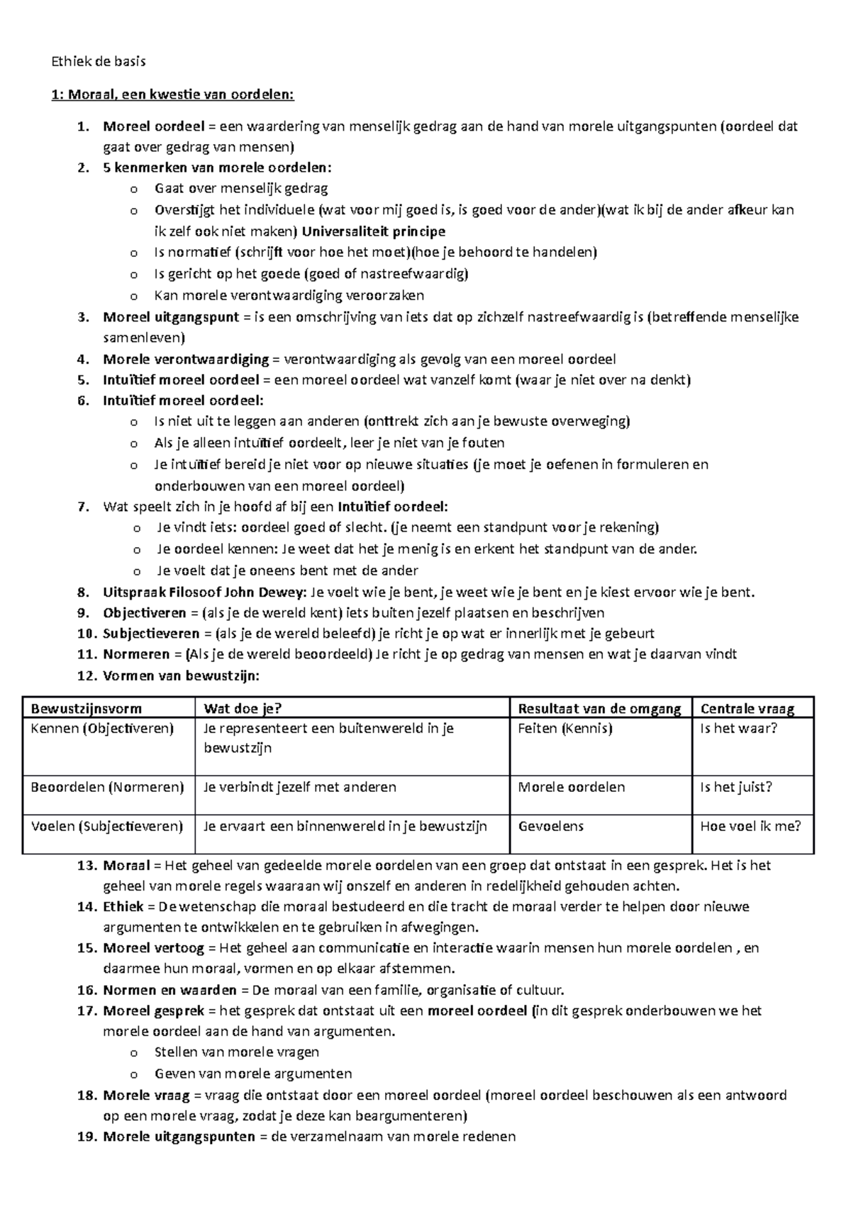 Ethiek de basis - Samenvatting Algemene Beroepsoriëntatie - Ethiek de basis 1: Moraal, een ...