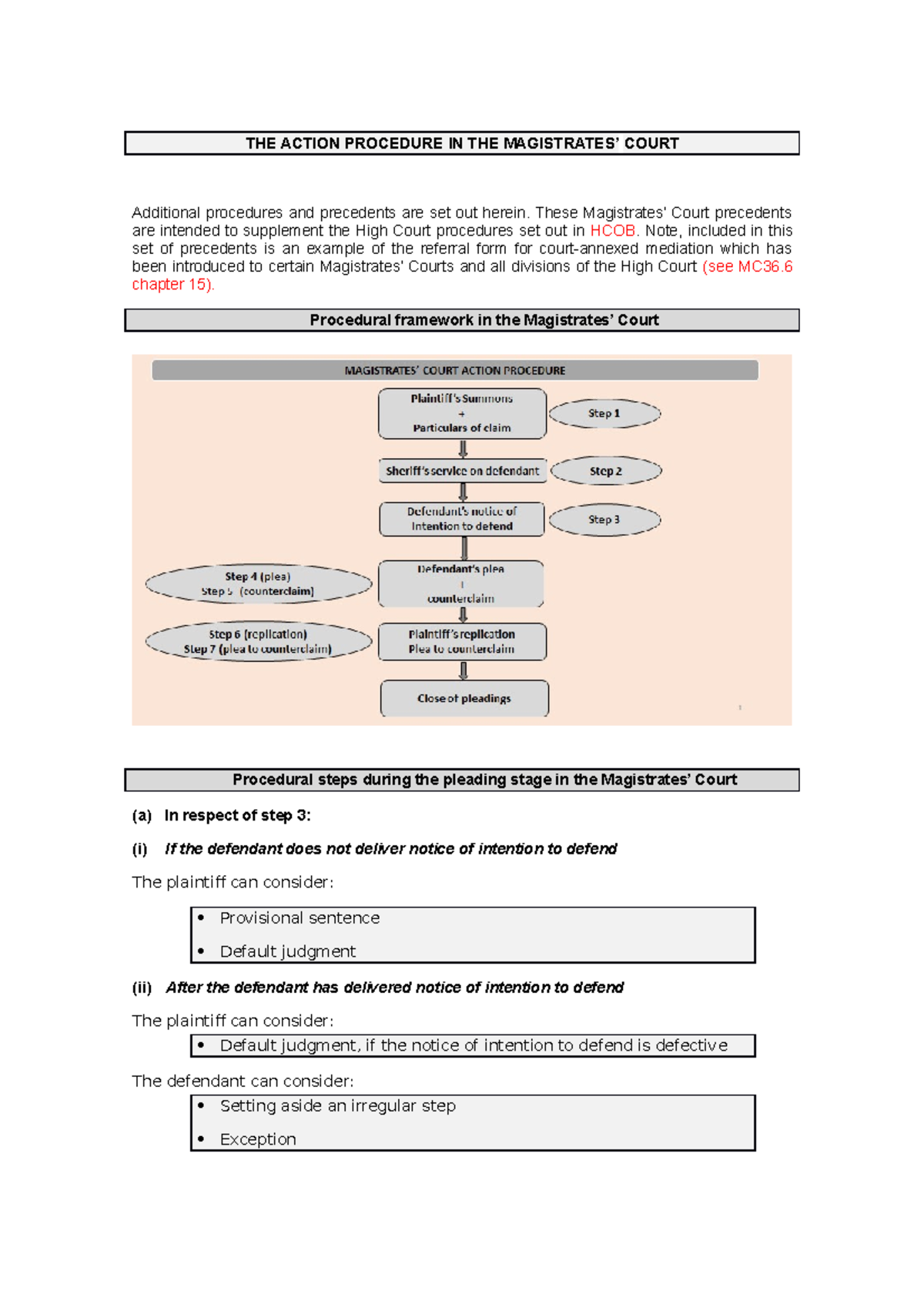 THE ACTION PROCEDURE IN THE MAGISTRATES’ COURT - THE ACTION PROCEDURE ...