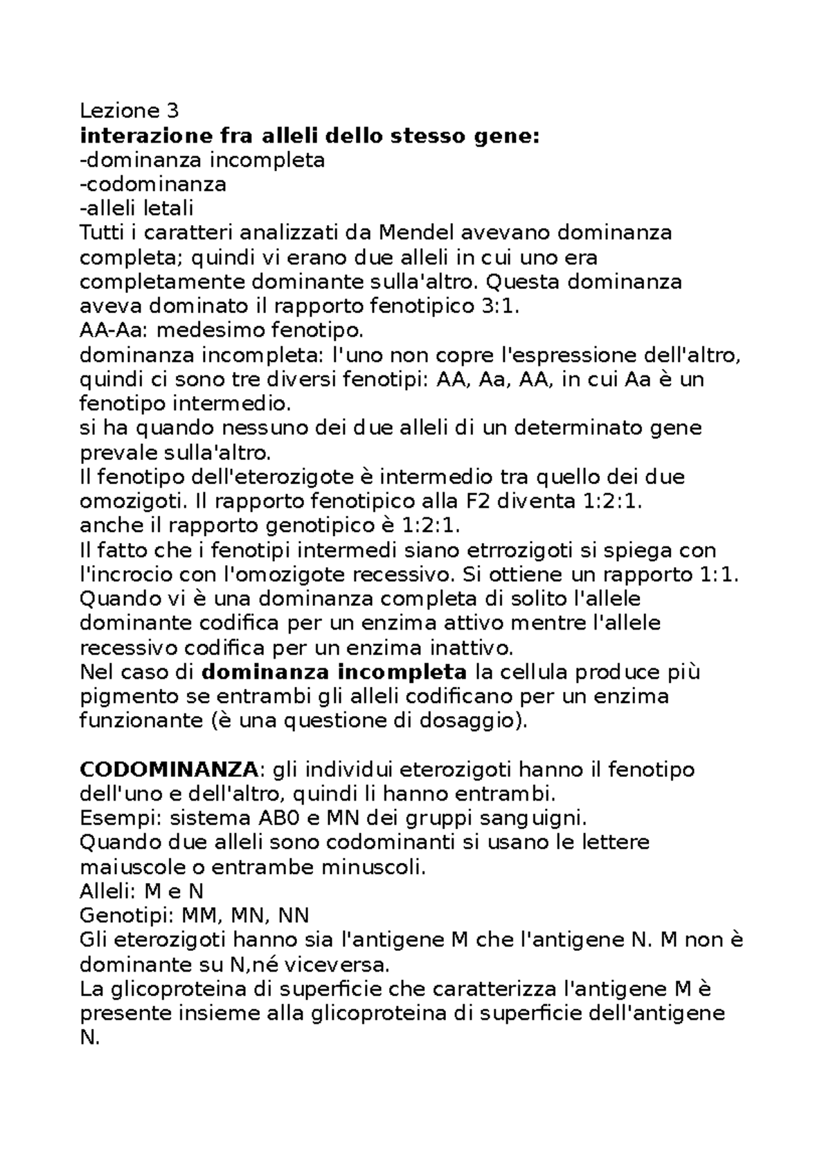 Alleli letali, allelia multipla, codominanza - Lezione 3 interazione ...