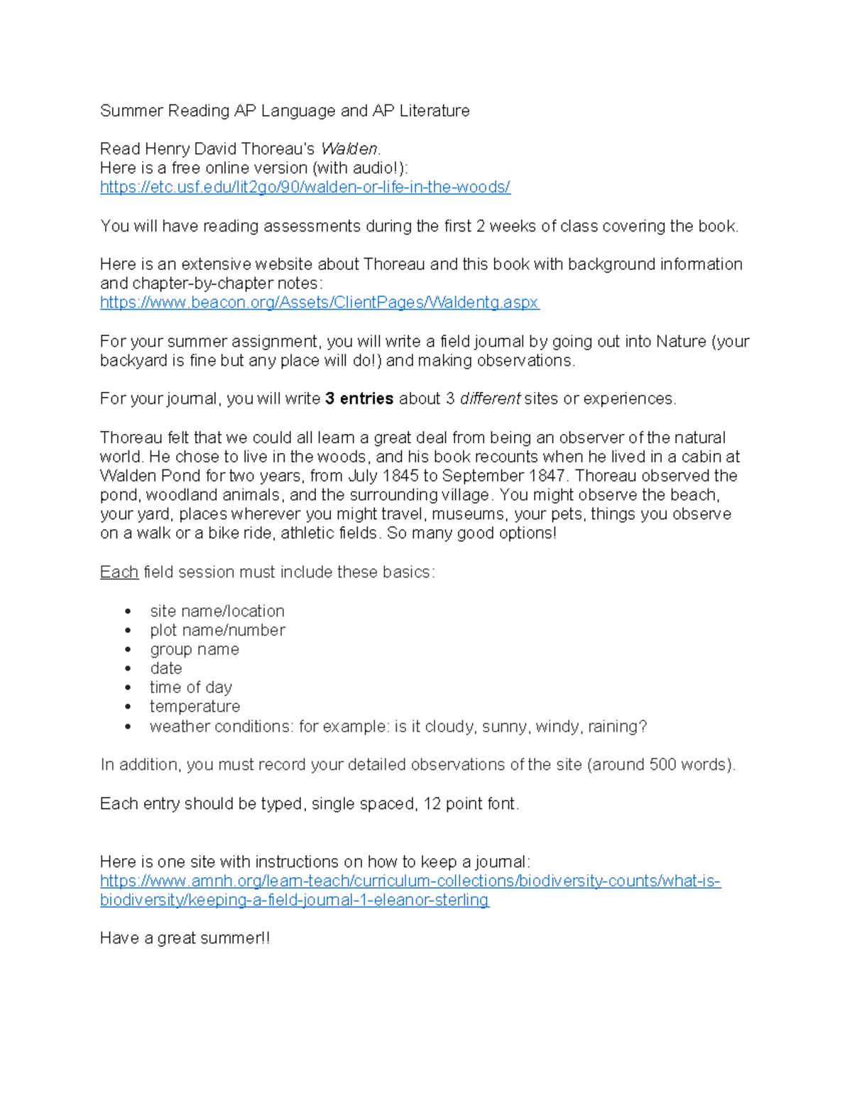Summer Reading AP Language and AP Literature 2023 2024.docx 2 - Summer ...