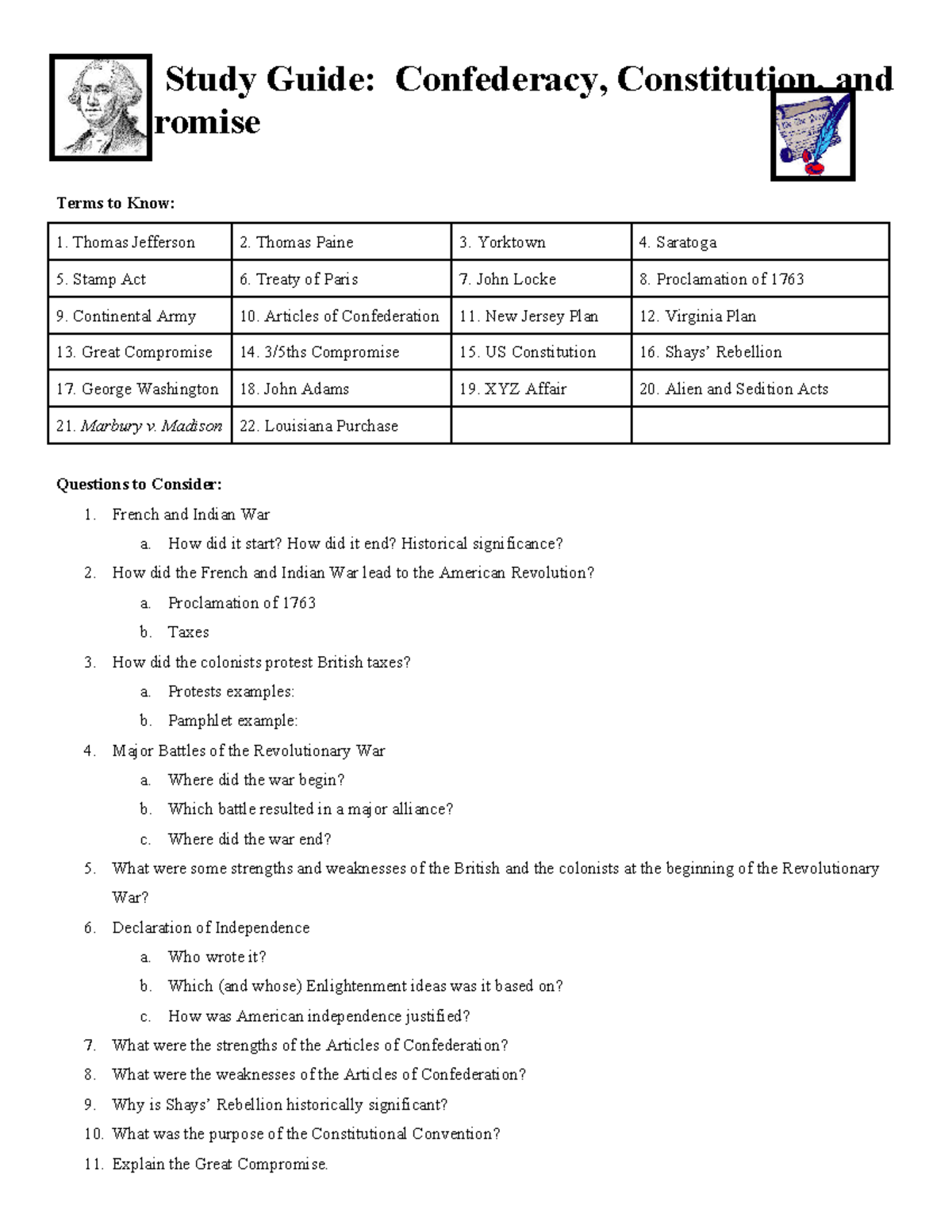 PDF document - Bruh - Unit 1 Study Guide: Confederacy, Constitution ...