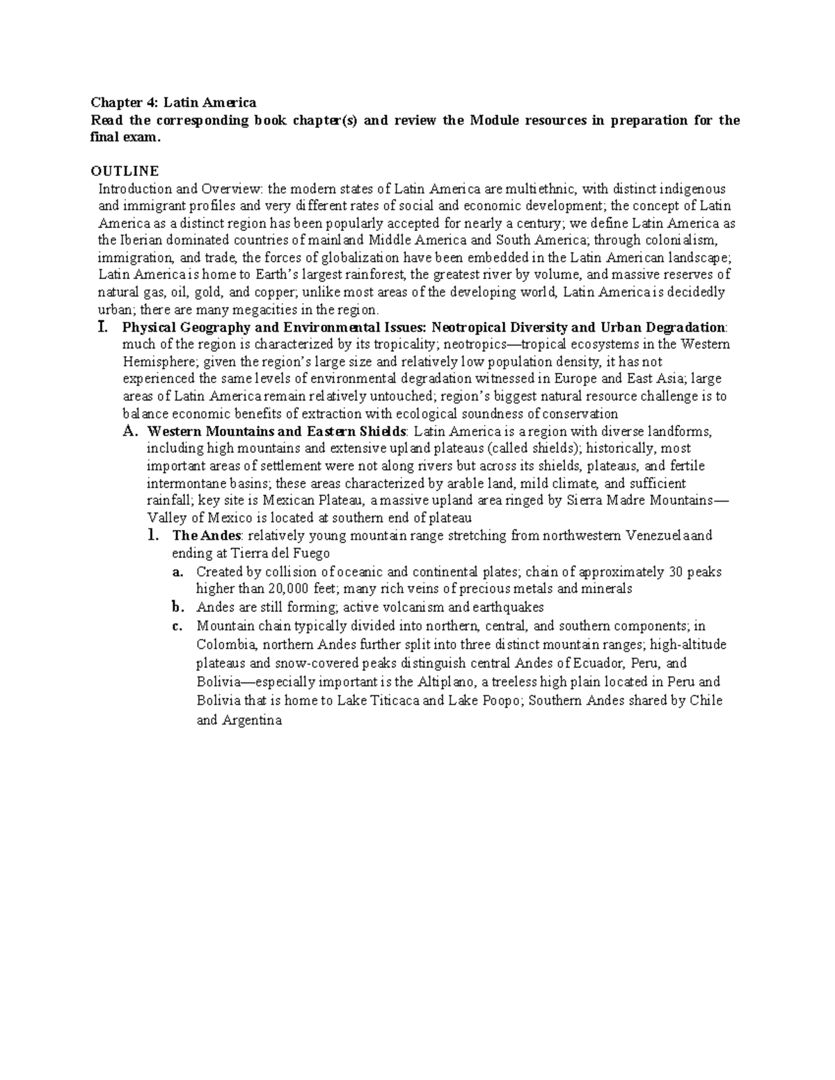 Latin+America+study+guide - Chapter 4: Latin America Read the ...