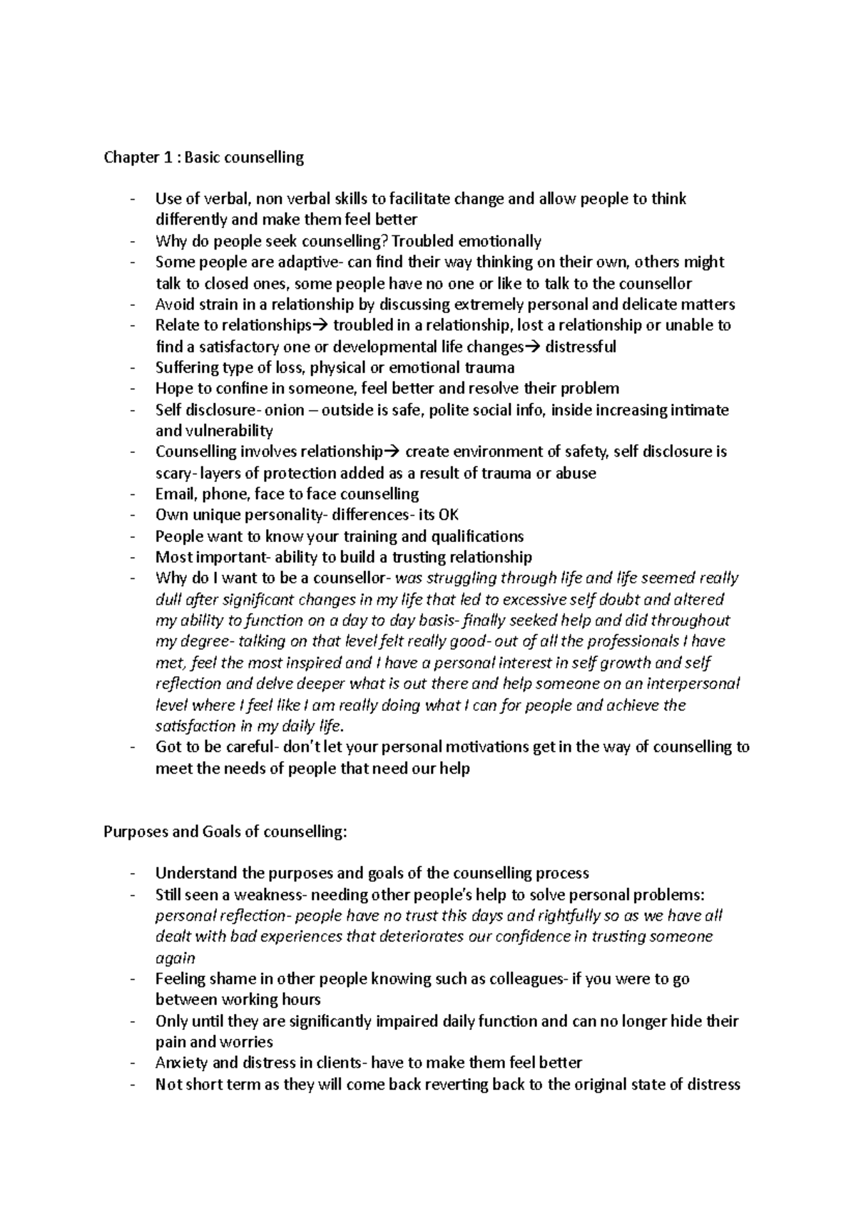 Skills Chapter 1 basic personal counselling - Chapter 1 : Basic ...