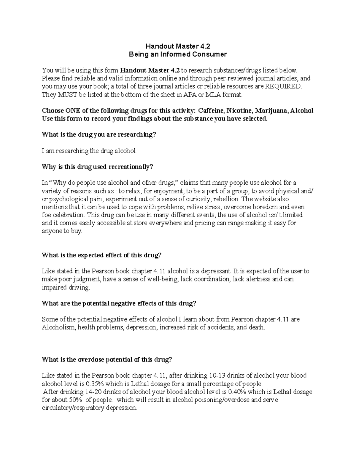 Handout 4.2 Being an Informed Consumer - Handout Master 4. Being an ...