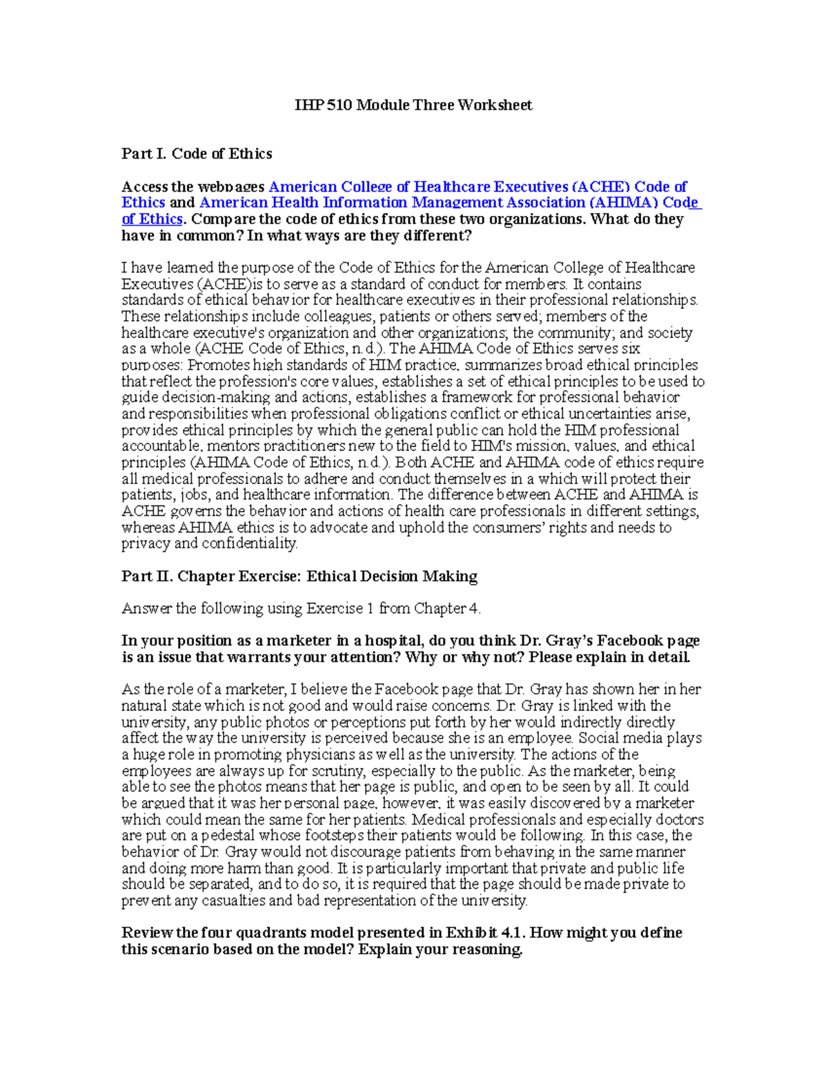 IHP 510 Module Three Worksheet Dalusma - IHP 510 Module Three Worksheet ...