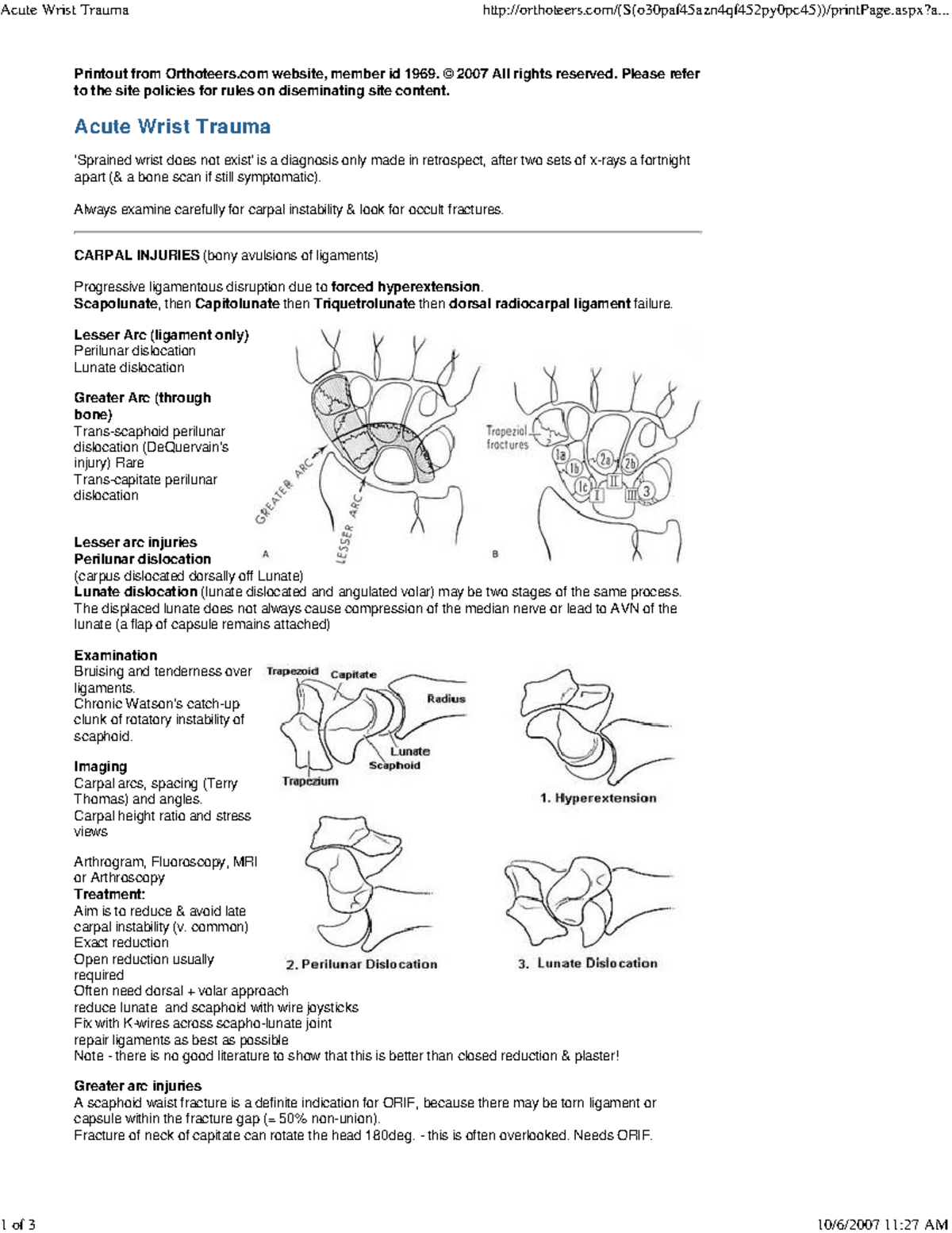 Acute Wrist Trauma - .. 1 of 3 10/6/2007 11:27 AM Printout from ...