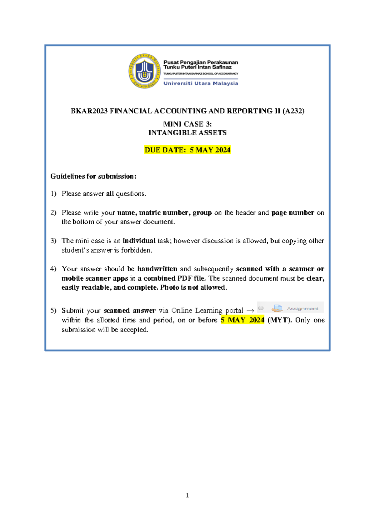 Int Assets - Questions - BKAR 202 3 FINANCIAL ACCOUNTING AND REPORTING ...