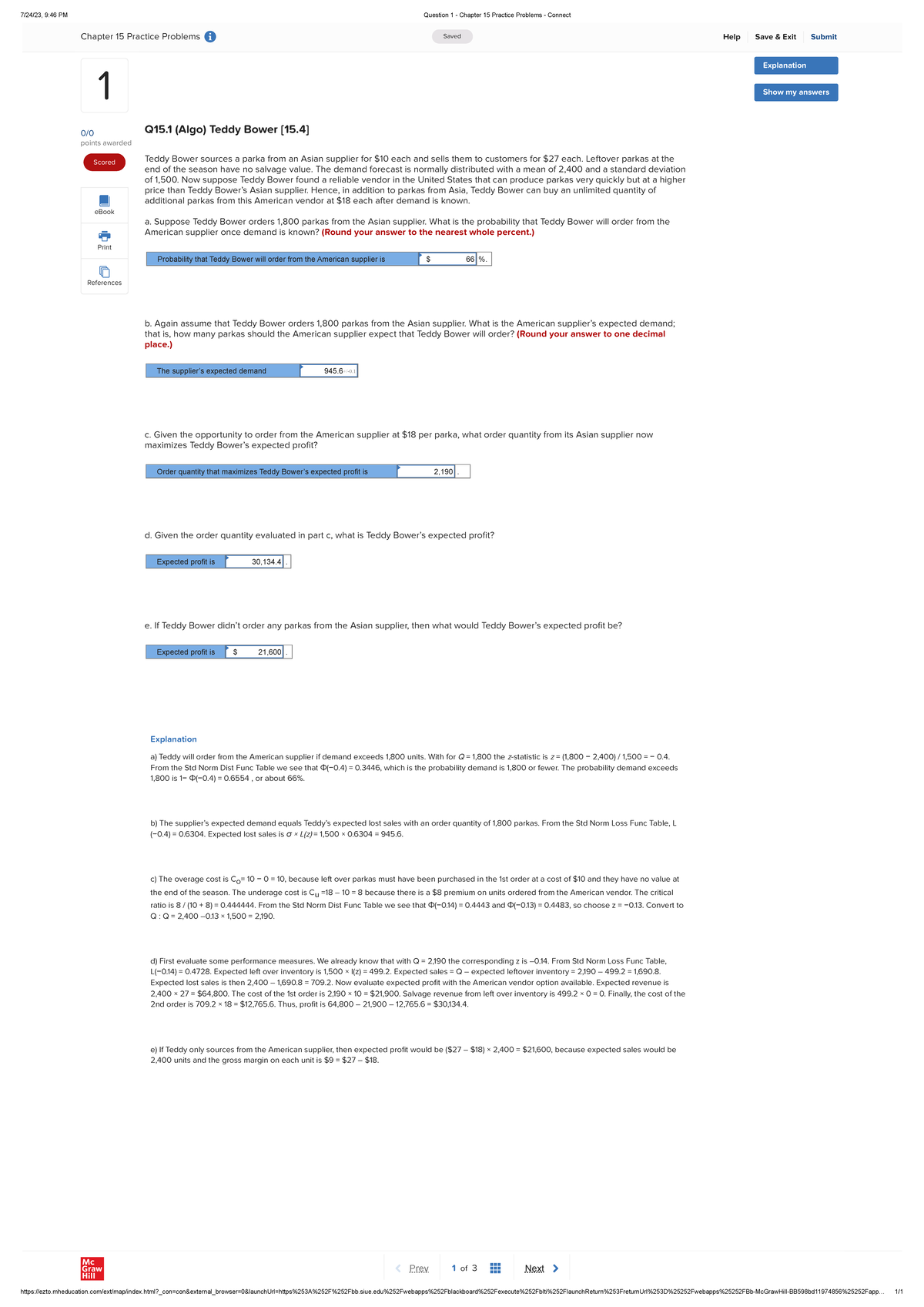 Question 1 - Chapter 15 Practice Problems - ####### 7/24/23, 9:46 PM Question 1 - Chapter 15 ...