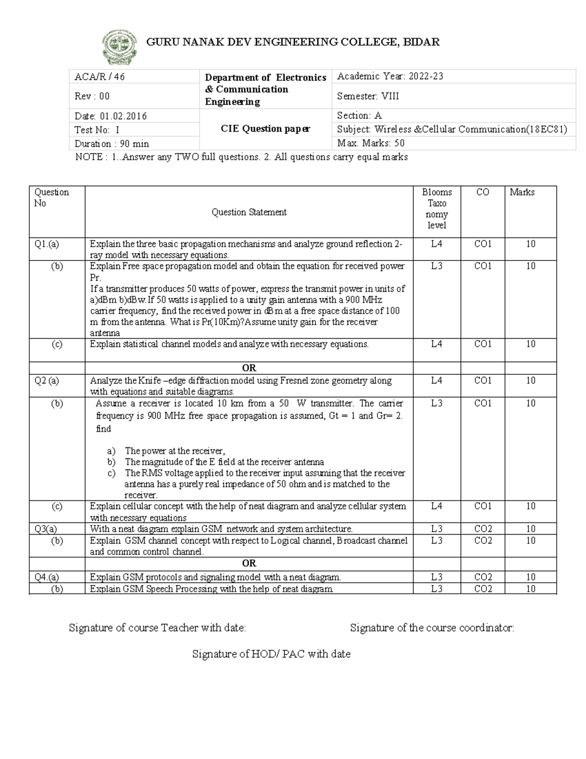 W&CC (18EC81) cie-1 2022-23 - GURU NANAK DEV ENGINEERING COLLEGE, BIDAR ...