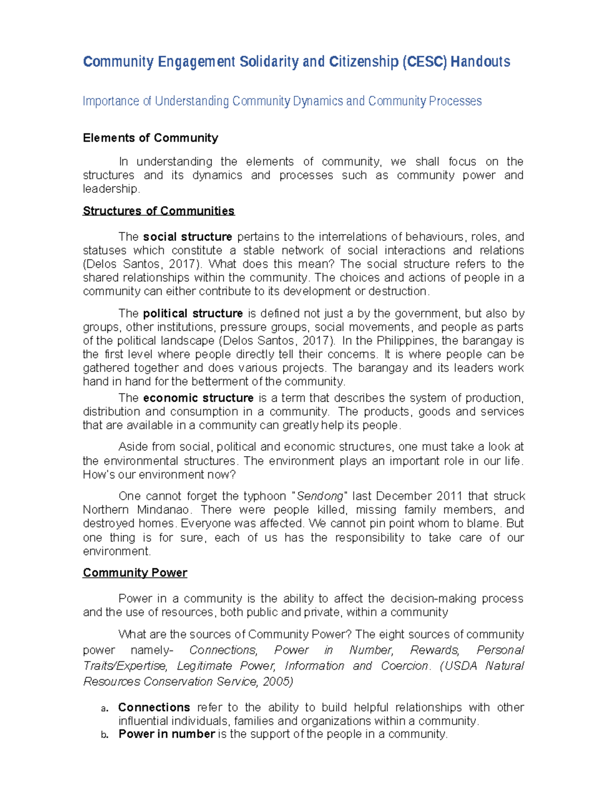 Community Engagement Solidarity and Citizenship - Structures of ...
