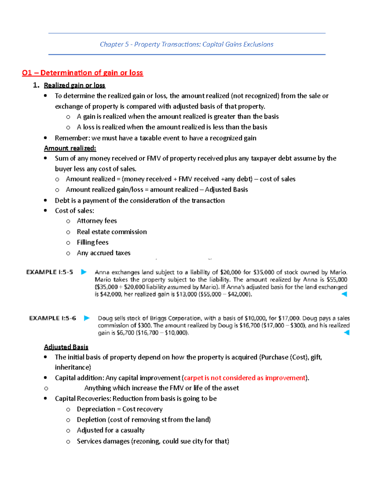Chapter 5 - lecture notes ch 5 - Chapter 5 - Property Transactions ...