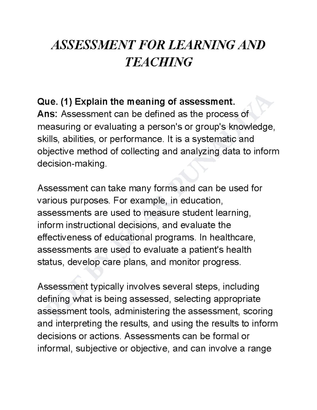 Assignment Assessment Forlearning AND Teaching - PDF BY JIGAR PUNADIYA ...