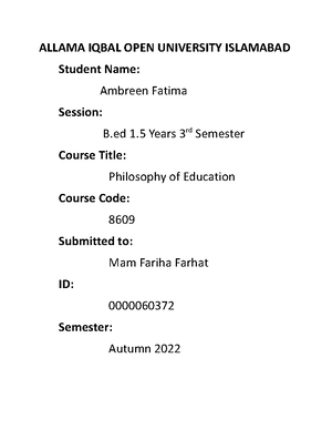 8601 SOLVED ASSIGNMENT YEAR 2023-2024 - GENERAL METHODS OF TEACHING STUDENT NAME NOMAN AHMED ...