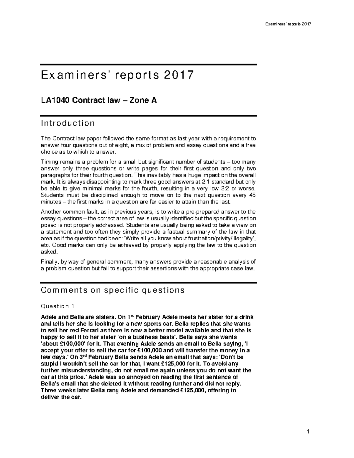 Contract Report 2017-A - Examiners’ reports 2017 Ex a m ine rs’ re port ...