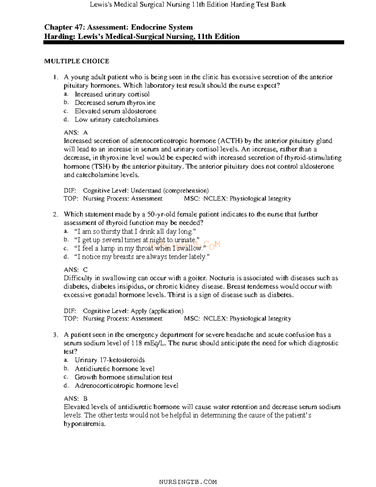 Assessment-endocrine system - NURSINGTB Chapter 47: Assessment ...