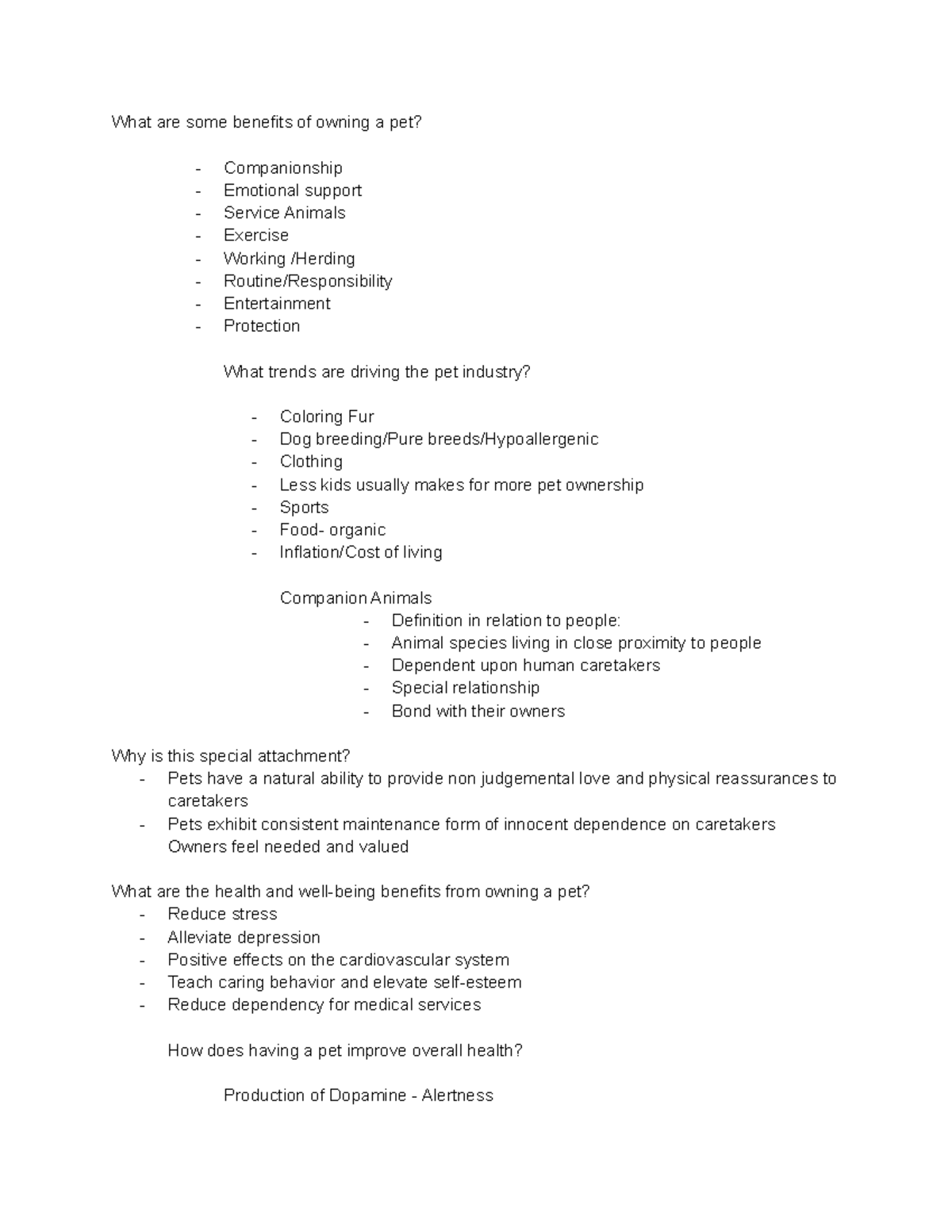 PS1 - ps1 - What are some benefits of owning a pet? Companionship ...