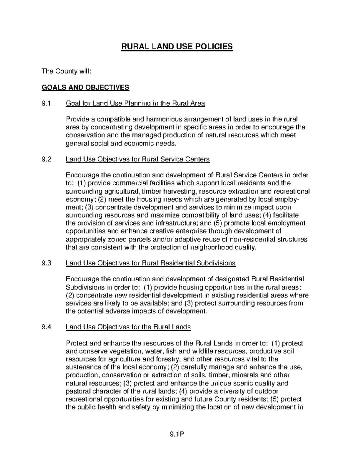 GP Ch 09-Rural Land Use Policies - RURAL LAND USE POLICIES The County ...