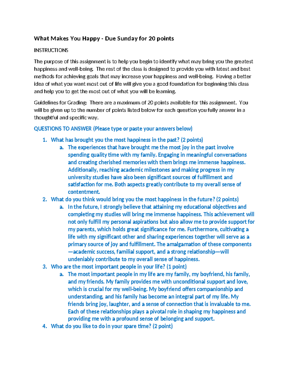 What Makes You Happy - Module I - What Makes You Happy - Due Sunday for ...