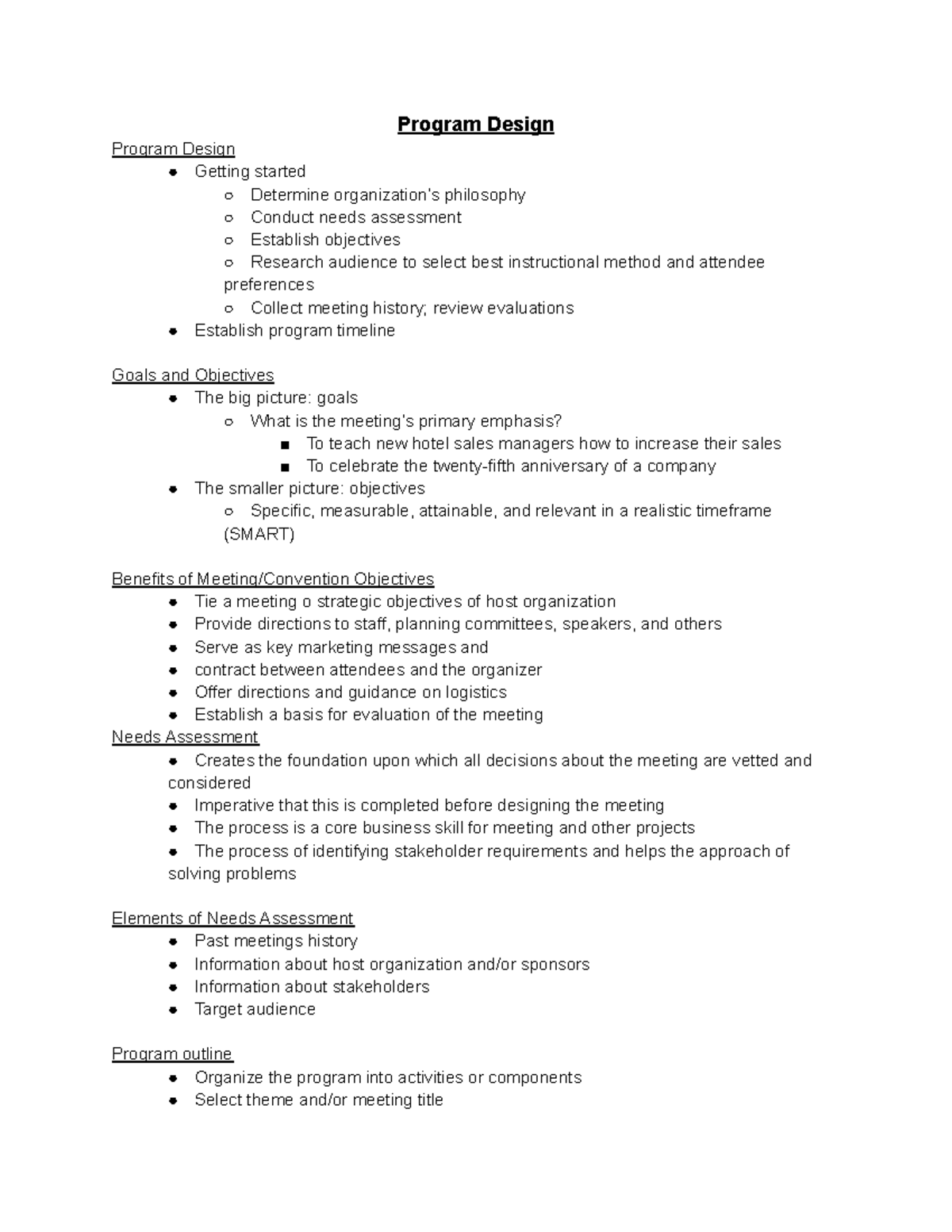 HOSP 2 - Notes on HOSP215's important concept, Program Design ...
