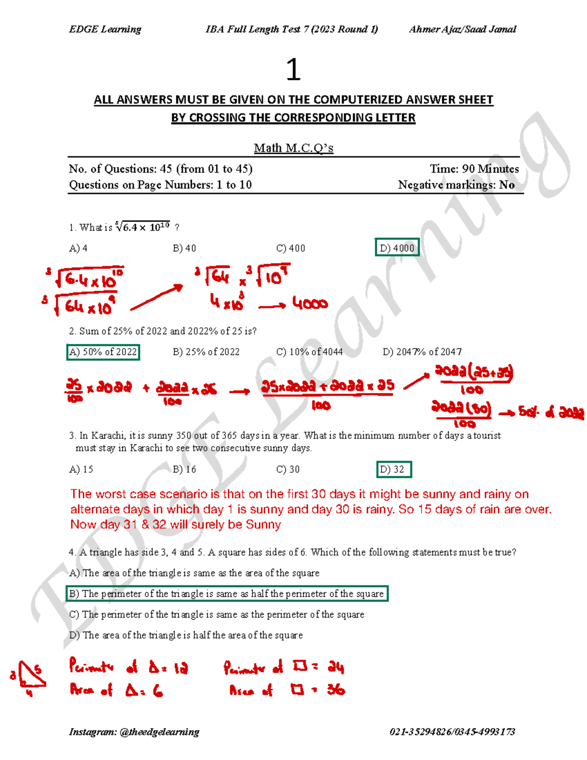 IBA Test 11 - (2023 R1) - 1 ALL ANSWERS MUST BE GIVEN ON THE ...