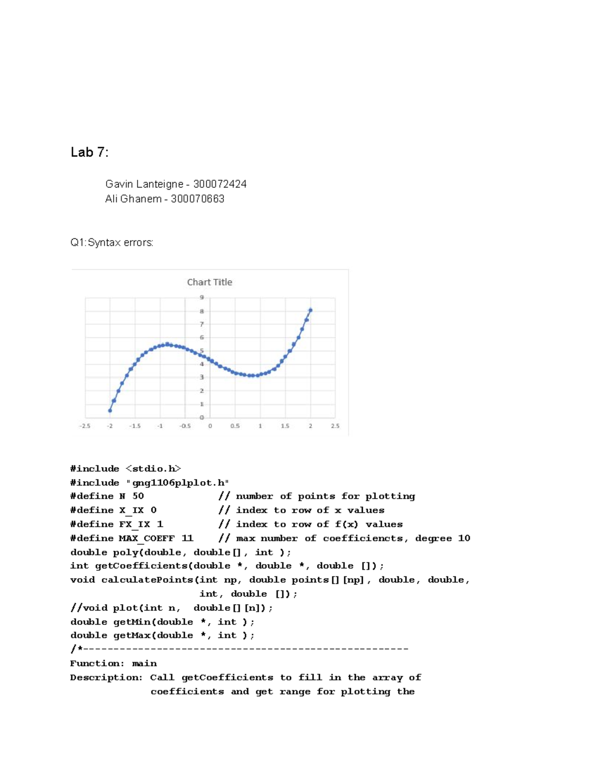 GNG lab 7.pdf - ggggggggggg - Lab 7: Gavin Lanteigne - 300072424 Ali Ghanem - 300070663 Q1 ...