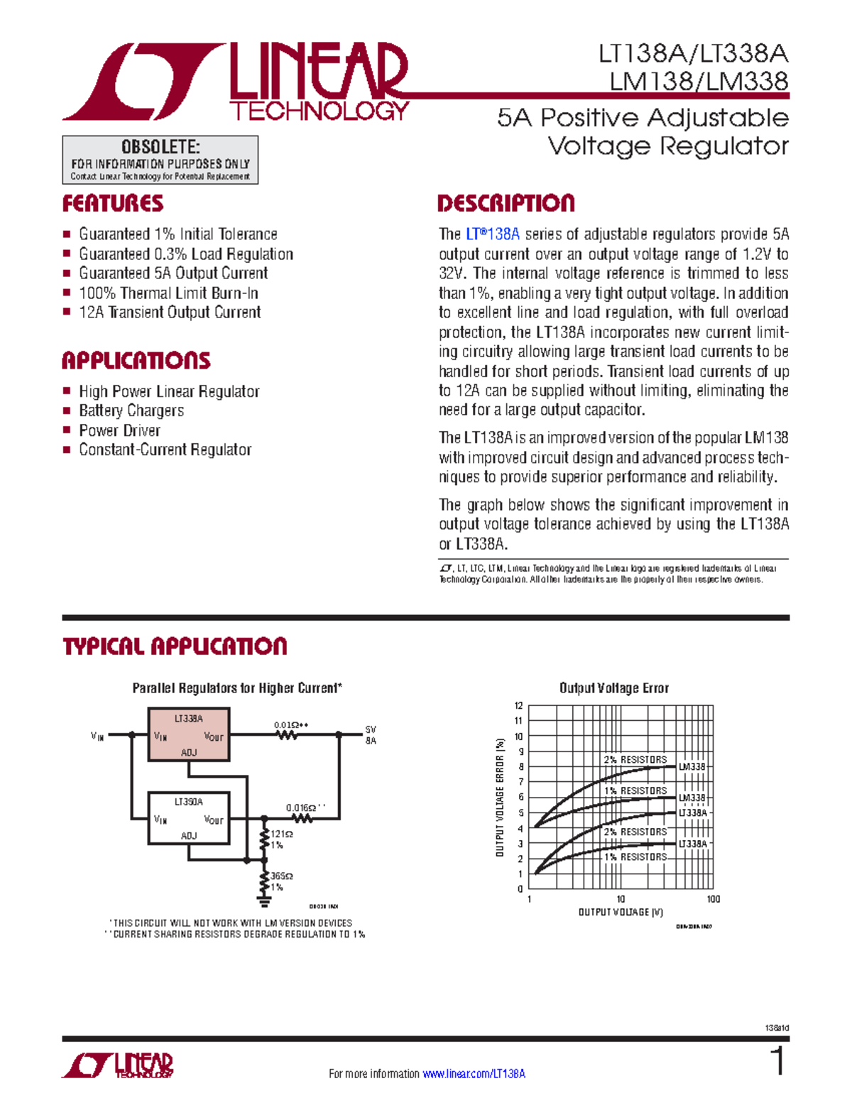 LT138A Linear Technology - LM138/LM 1 138afd Typical applicaTion ...