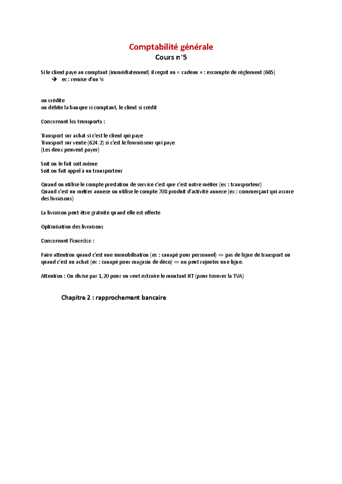 Comptabilité générale S3 C5 - Comptabilité générale Cours n° Si le ...