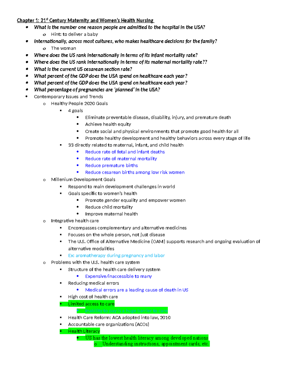 Quiz 1 OB - women's health nursing, family and culture, conception and ...