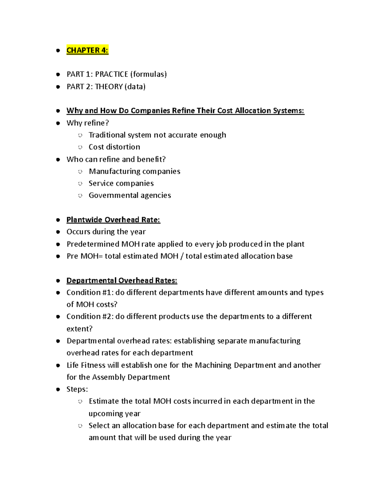 Managerial Accounting Notes Four - CHAPTER 4: PART 1: PRACTICE ...
